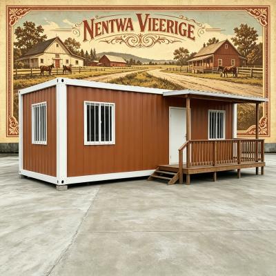 China Rustic Texas Meadow Retreat Module 18m² 20ft Flat-Pack Cabin with Clay Brown Envelope and Galvanized Steel Frame for sale