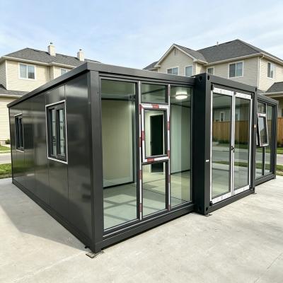 China Modernist Deep Charcoal Living Module with Full Height Panoramic Window and Luxury Backyard Guest Studio for sale