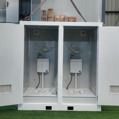 China Commercial Twin Toilet Pod 2000x1100x2300mm Galvanized Steel Anti Rust Shell with Crane Lift Anchors for sale