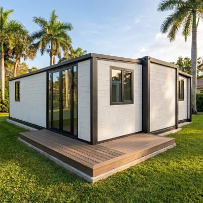 China 30FT Suburban Estate Expandable Container House – Textured White Block Edition for sale