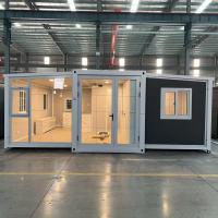 China 20FT Modern Studio Expandable Container House – Charcoal Grid-Glass Edition for sale