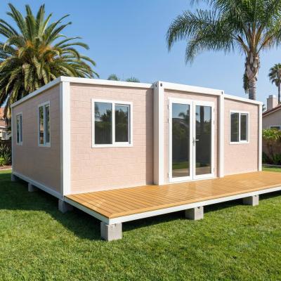 China 20FT Suburban Oasis Expandable Container House – Textured Peach Block Edition for sale
