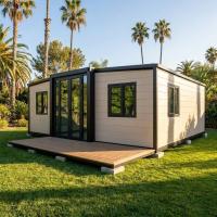 China 20ft Expandable Container House for Peru Coastal Lodges - Sleek Tan & Black for sale