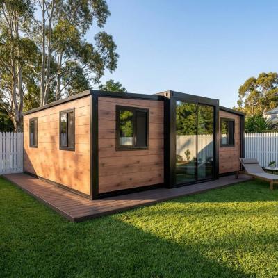 China 20ft Expandable Container House for New Zealand Garden Studios - Light Timber Finish for sale
