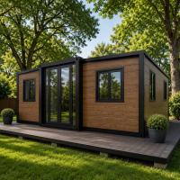 China 20ft Expandable Container House for UK Garden Annexes - Deep Wood & Black Edition for sale
