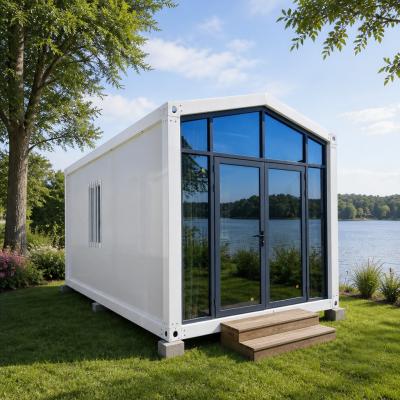 China 20 FT Triangular Roof Container With A Front Blue Glass Curtain Wall for sale