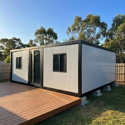 China Modernist Obsidian Gray 20ft Expandable Container House 38.2m² with Broken Bridge Aluminum Glass Door for sale