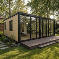 China 20ft Expandable Container House for Dutch Guest Pavilions - Luminous Beige Design for sale