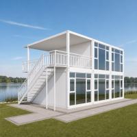 China Premium 2-Story Modular Flat Pack Container House with Glass Walls & Balcony for sale