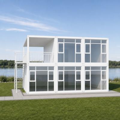 China Premium 2-Story Modular Flat Pack Container House with Glass Walls & Balcony for sale