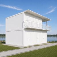 China Premium 2-Story Modular Flat Pack Container House with Glass Walls & Balcony for sale