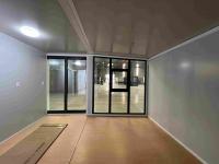 China 20ft Expandable Container House with Grey Cladding, White Frame and Glass Sliding Doors for sale