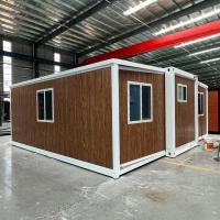 China 20ft Expandable Container House with Wood-Grain Cladding and Full-Height Glazing for sale