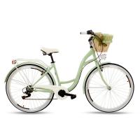China 26 Inch 7 Speed Steel City Bikes Womens Classic Bike With Wood Basket for sale