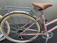 China Sleek City Commuter Bicycles With Flat Handlebars Pink 6 Speed Bike for sale