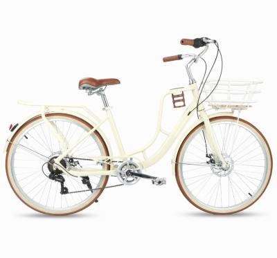 China Customized Logo City Commuter Bikes featuring SHIMANO Outer Six Speed Transmission and Disc Brakes for sale