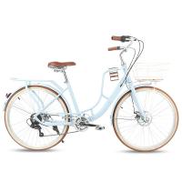 China Customized Logo City Commuter Bikes featuring SHIMANO Outer Six Speed Transmission and Disc Brakes for sale