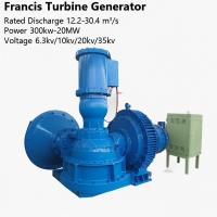 China Francis Turbine Generator with Rated Discharge 12.2-30.4 m³/s Power 300kw-20MW and Voltage 6.3kv/10kv/20kv/35kv for sale