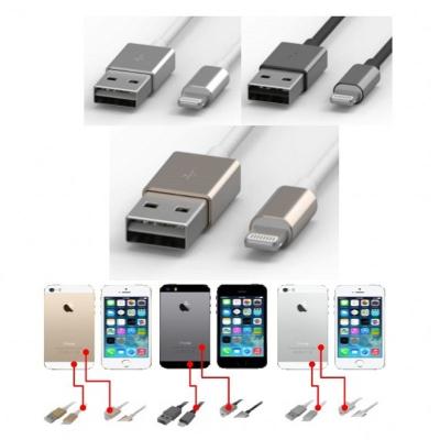 China Foxconn MFi Lightning Metallic Round Cables, connector with 5S Color Plan, for IPhone 5S,6, 6 plus, iPhone 7,iPad, iPod for sale