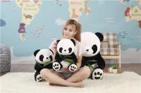 China Soft PP Cotton Personalised Plush Toys / Cartoon Panda Plush Toy With Bamboo Leaves for sale