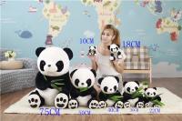 China Soft PP Cotton Personalised Plush Toys / Cartoon Panda Plush Toy With Bamboo Leaves for sale
