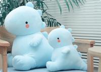 China Blue Custom Plush Toys Cotton Feather Stuffed Dinosaur Toy With Logo Printed for sale