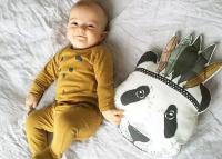 China Panda Head Custom Plush Toys Soft Print Fabric Pillow Baby Bed Cushion For Children'S Gift for sale