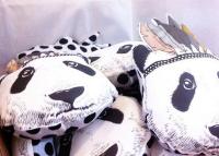 China Panda Head Custom Plush Toys Soft Print Fabric Pillow Baby Bed Cushion For Children'S Gift for sale