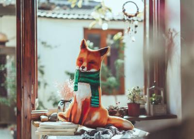 China Lovely Adorable Custom Plush Toys Simulation 3D Animal Fox Pets Sofa Cushion for sale