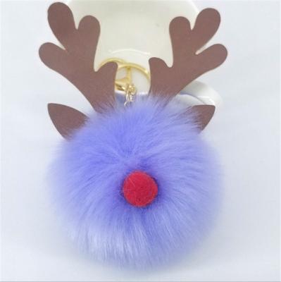 China 18cm 30g Cute Plush Keychains / Imitation Rabbit Fox Fur Keyring For Christmas Gift for sale