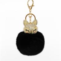 China 17cm 65g Alloy Cute Plush Keychains / Fox Fur Ball Keychain Color Customized for sale