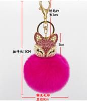 China 17cm 65g Alloy Cute Plush Keychains / Fox Fur Ball Keychain Color Customized for sale