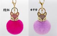 China 17cm 65g Alloy Cute Plush Keychains / Fox Fur Ball Keychain Color Customized for sale