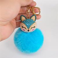 China 17cm 65g Alloy Cute Plush Keychains / Fox Fur Ball Keychain Color Customized for sale