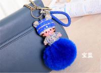 China Real Rabbit Fur Ball Keychain , Pacifier Doll Pu Rope Key Ring Pendant for sale