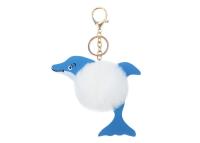 China Cute Blue Fur Ball Keychain , Plush Keychain Toys For Playing / Decoration for sale