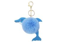 China Cute Blue Fur Ball Keychain , Plush Keychain Toys For Playing / Decoration for sale