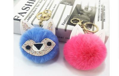 China Custom Cute Plush Keychains / 13cm 23g  PU Sequins Fox Fur Keychain Pendant for sale