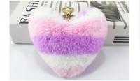 China 16cm 30g Cute Plush Keychains  Three Color Stitching Heart Shaped Key Ring Pendant for sale
