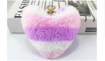 China 16cm 30g Cute Plush Keychains  Three Color Stitching Heart Shaped Key Ring Pendant for sale