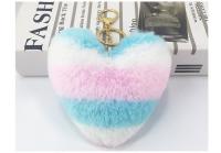 China 16cm 30g Cute Plush Keychains  Three Color Stitching Heart Shaped Key Ring Pendant for sale