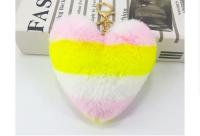 China 16cm 30g Cute Plush Keychains  Three Color Stitching Heart Shaped Key Ring Pendant for sale