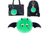 China Bat Cute Plush Keychains  Pendant PU Leather 10cm With Artificial Imitation Rabbit Fox Fur for sale
