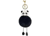 China Pu cartoon panda style artificial imitation rex rabbit fur ball key ring pendant for sale