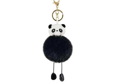 China Pu cartoon panda style artificial imitation rex rabbit fur ball key ring pendant for sale