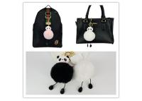 China Pu cartoon panda style artificial imitation rex rabbit fur ball key ring pendant for sale