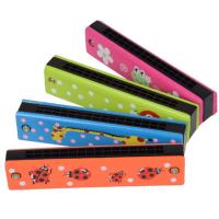 China Kindergarten Wooden Painted Eco Friendly Baby Toys Can Play Harmonica for sale