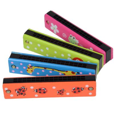 China Kindergarten Wooden Painted Eco Friendly Baby Toys Can Play Harmonica for sale