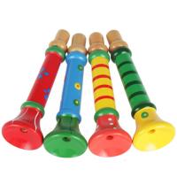 China 13cm Cartoon Wooden Small Trumpet Eco Friendly Baby Toys For Christmas Present for sale