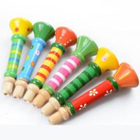 China 13cm Cartoon Wooden Small Trumpet Eco Friendly Baby Toys For Christmas Present for sale